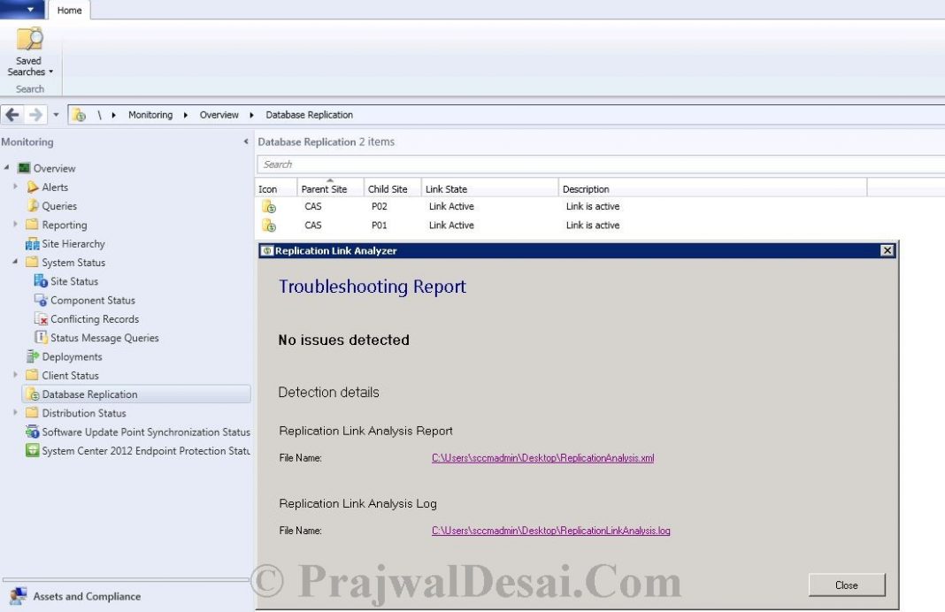Replication Link Analyzer In Configuration Manager