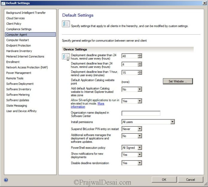Default Client Settings in SCCM 2012 SP1 Snap5 » Prajwal Desai