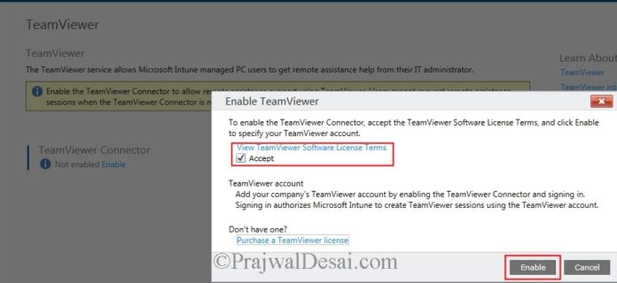 Enable TeamViewer Connector within Microsoft Intune