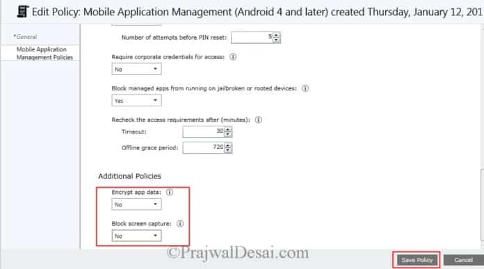 Configure Intune Mobile Application Management Policy