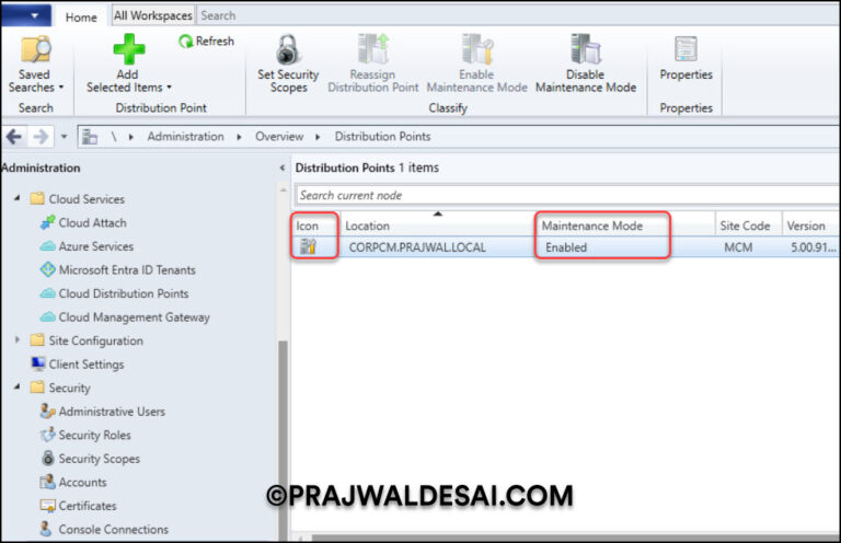 Enable Maintenance Mode for Distribution Point in SCCM