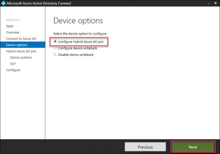 Configure Hybrid Azure AD Join using AAD Connect