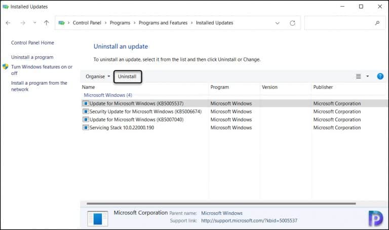Remove Windows 11 Update Patch using Different Methods