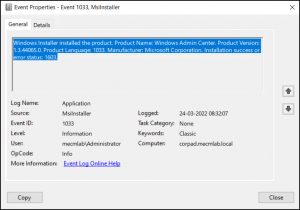 Fix Windows Admin Center Install Error 1603 » Prajwal Desai