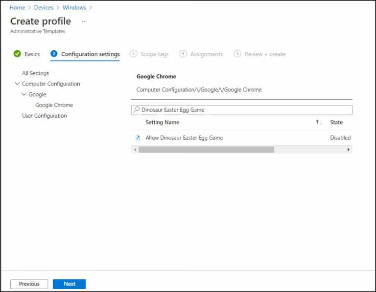New Intune Google Chrome Administrative Templates