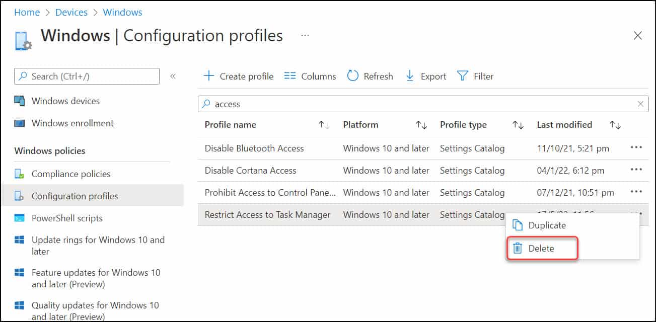 2 Best Ways to Delete Configuration Profiles in Intune