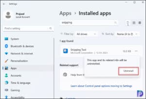 Remove or Uninstall Snipping Tool from Windows 10 / 11 » Prajwal Desai