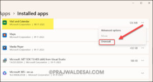 Uninstall Mail and Calendar Apps on Windows 11/10 » Prajwal Desai