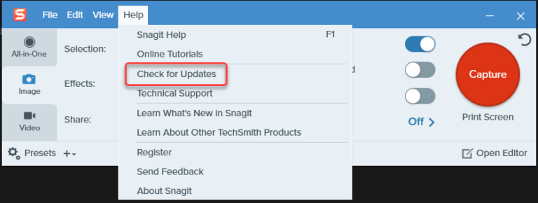 How do I disable Snagit automatic updates? » Prajwal Desai