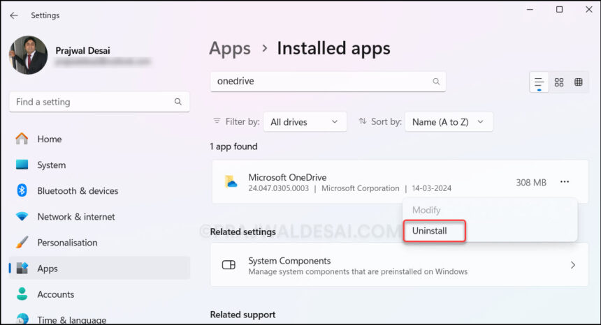 3 Ways to Remove OneDrive from File Explorer in Windows 11 » Prajwal Desai