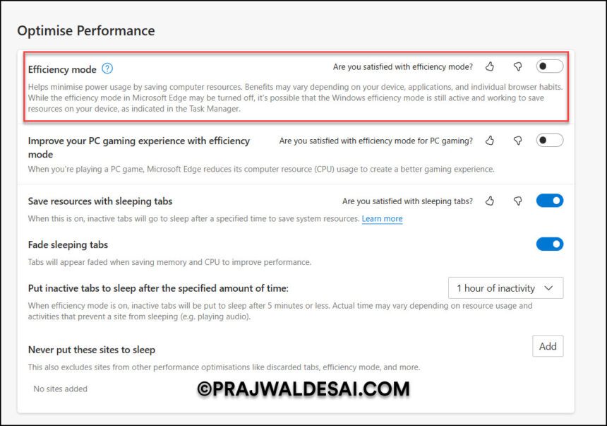 Turn On or Off Efficiency mode in Microsoft Edge » Prajwal Desai
