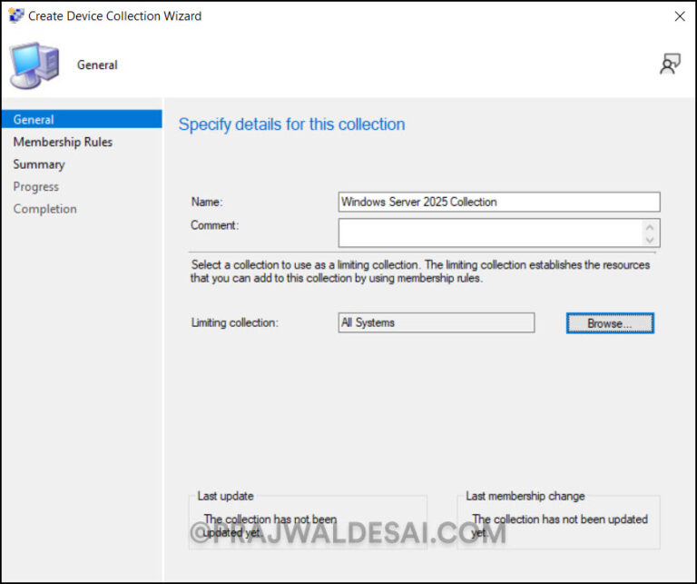 Create Windows Server 2025 Device Collection in SCCM