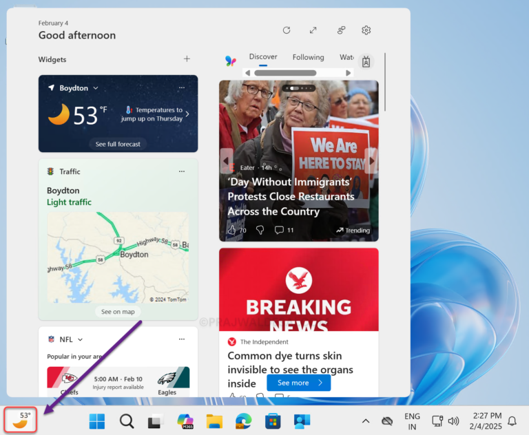 Remove Weather Icon from Windows 11 Taskbar using Intune