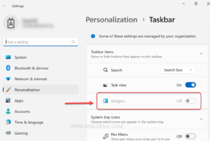 Remove Weather Icon from Windows 11 Taskbar using Intune