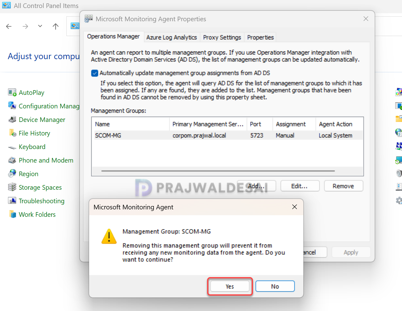 Add or Remove Management Group from SCOM agent