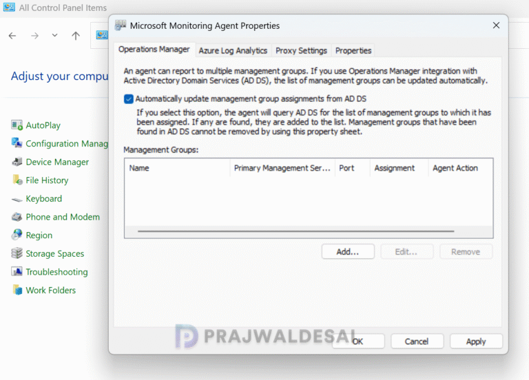 Add or Remove Management Group from SCOM agent