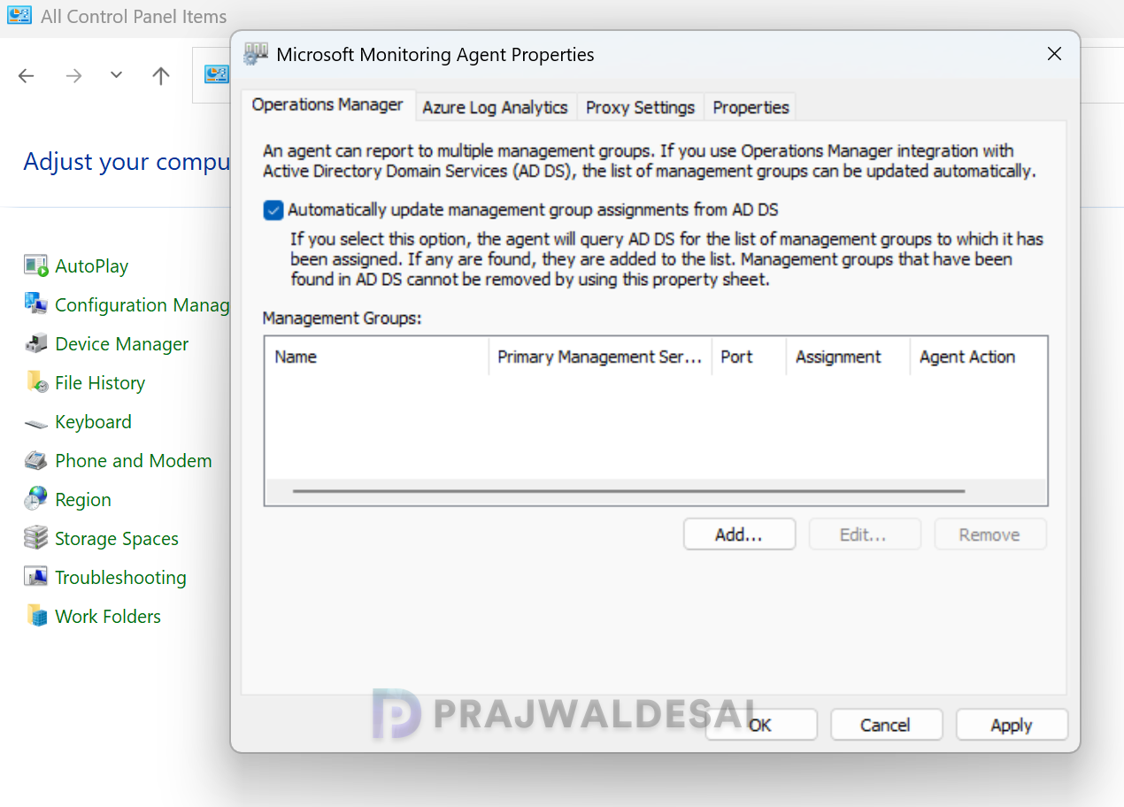 Add or Remove Management Group from SCOM agent