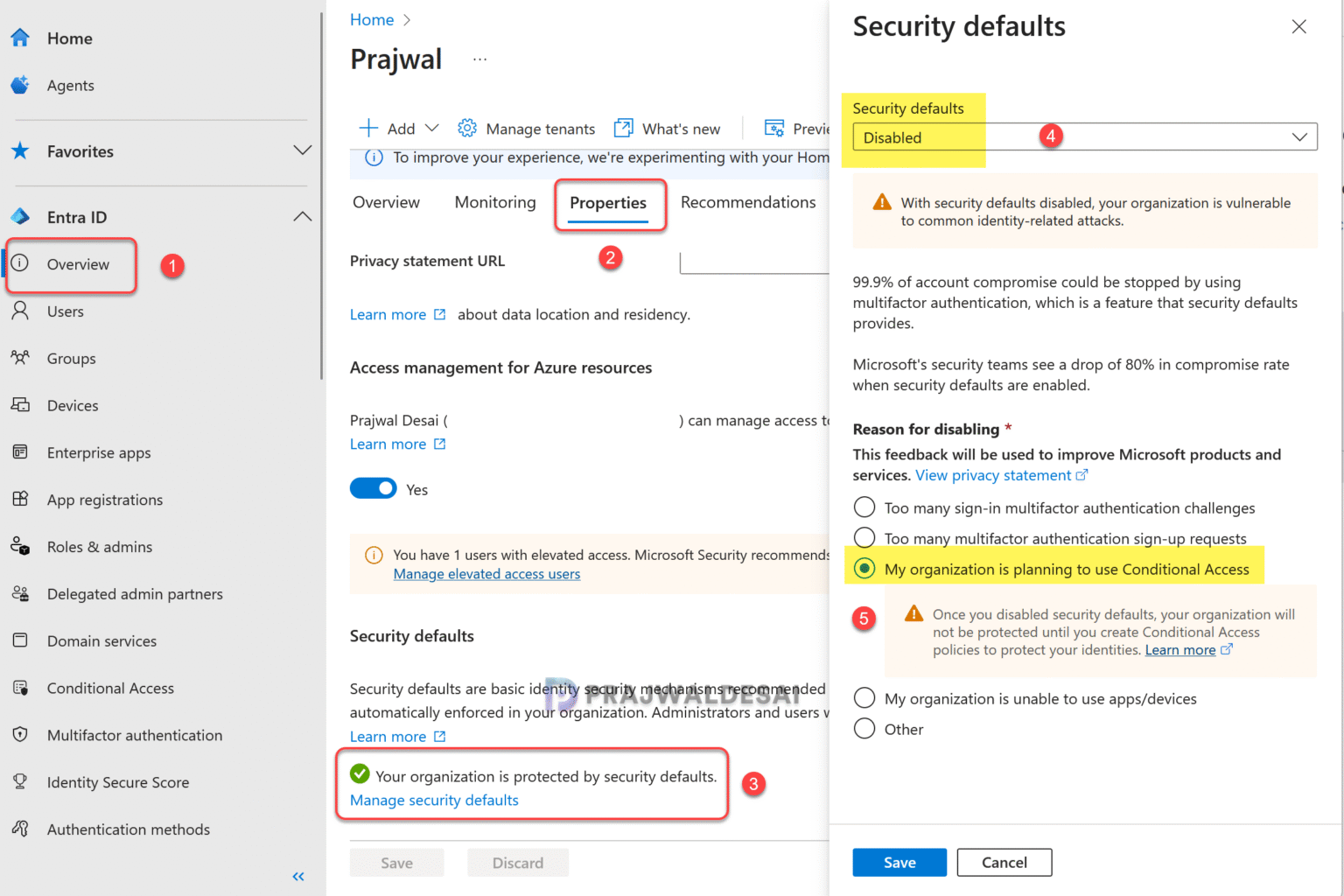 2 Ways to Disable Security Defaults in Entra ID » Prajwal Desai