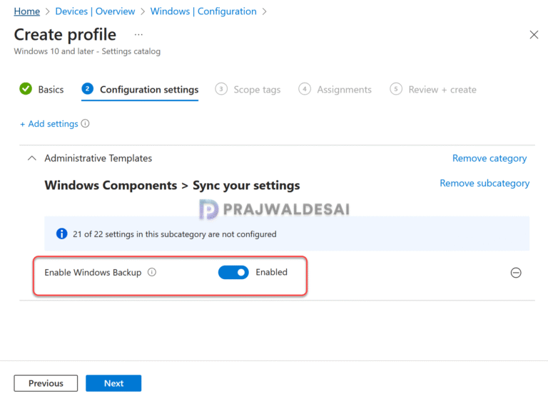 Configure Windows Backup for Organizations using Intune » Prajwal Desai