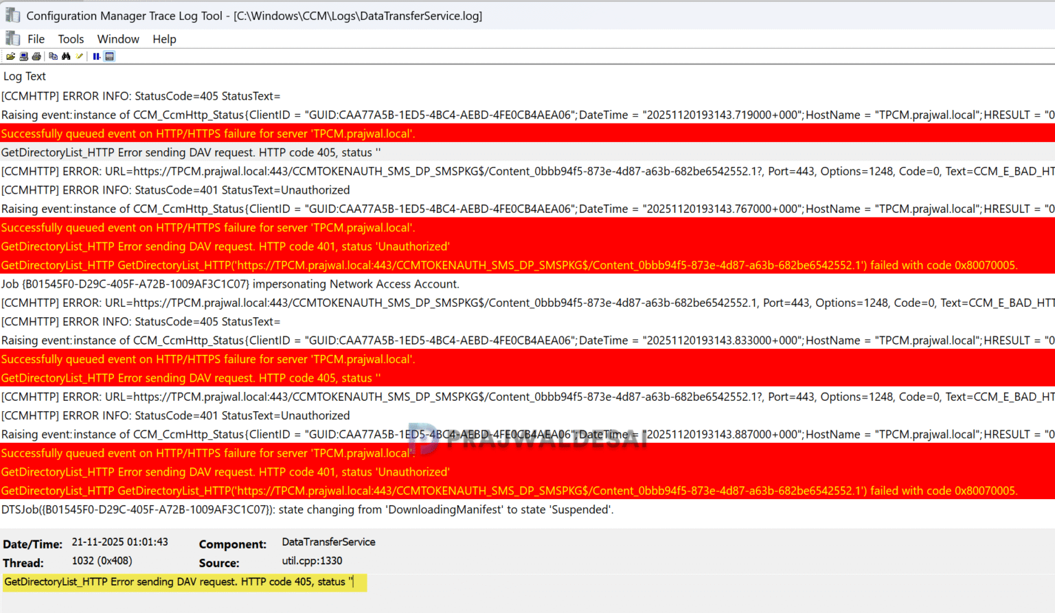 Fix Error sending DAV request HTTP code 401 405 in SCCM » Prajwal Desai
