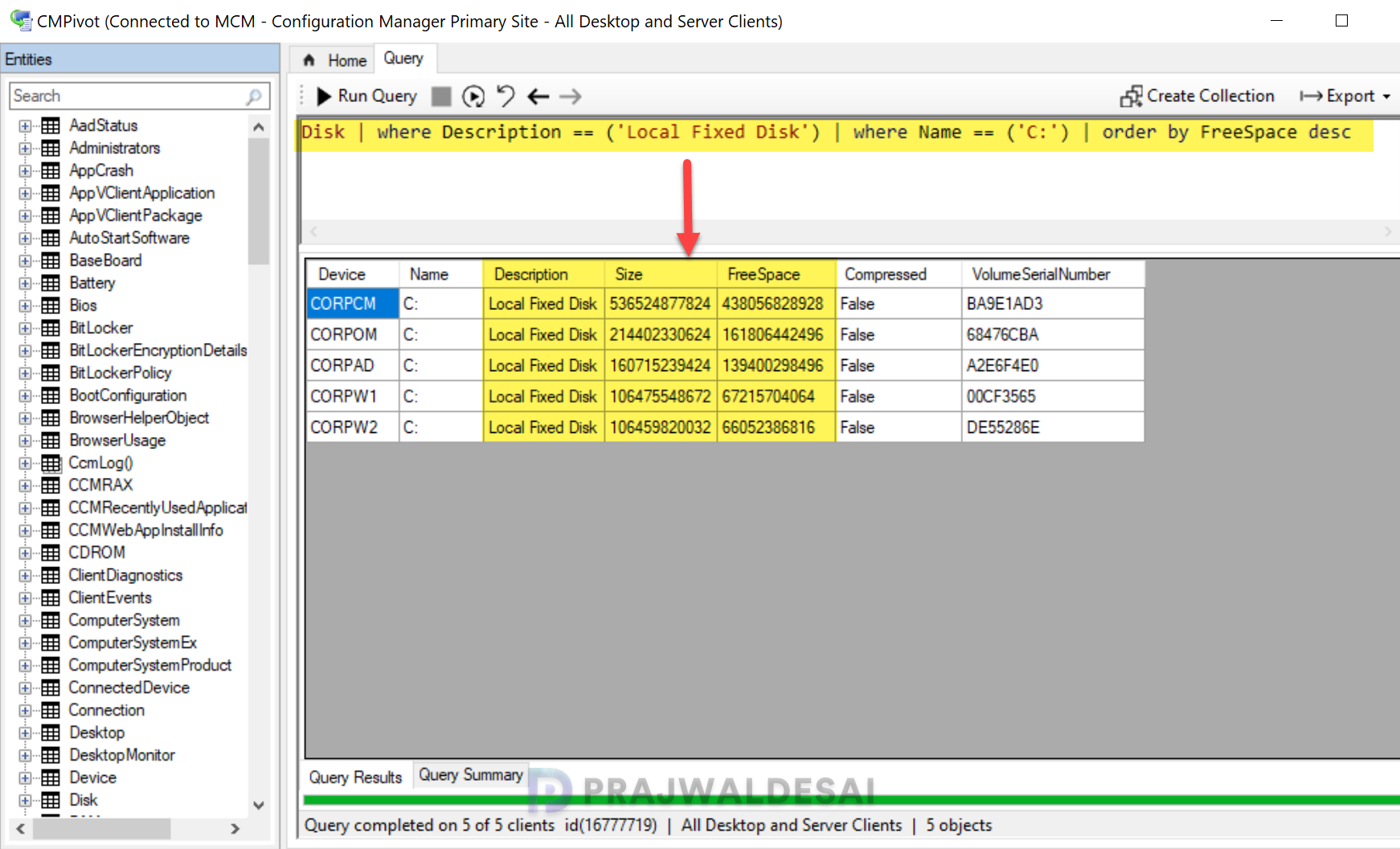 Use CMPivot to Find Disk Size and Free Space » Prajwal Desai