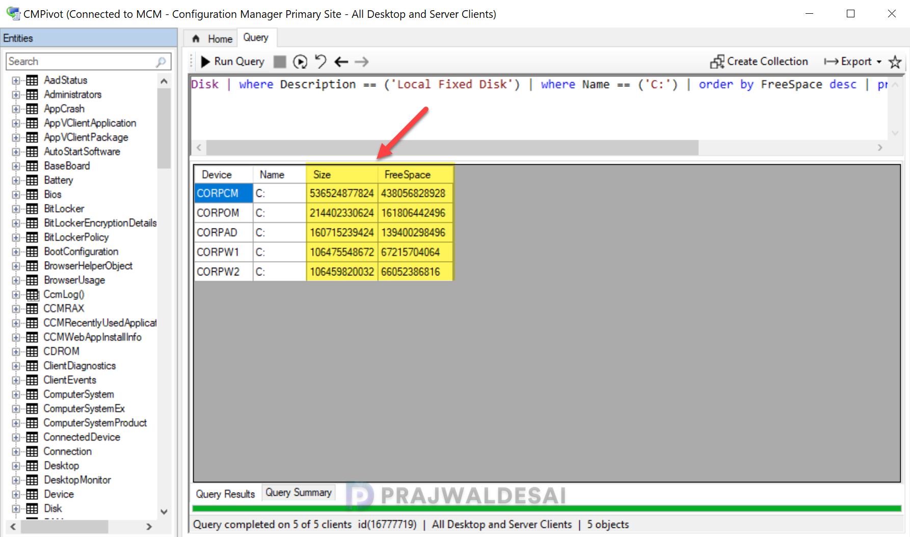 Use CMPivot to Find Disk Size and Free Space » Prajwal Desai