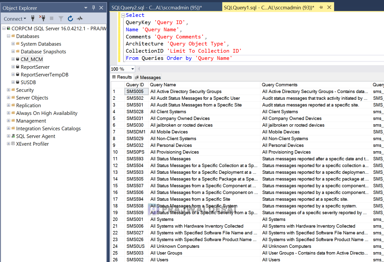 Retrieve All Queries in SCCM using SQL Query » Prajwal Desai